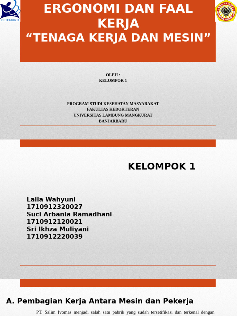 Kelompok 1 Ergonomi - Faal Kerja | PDF