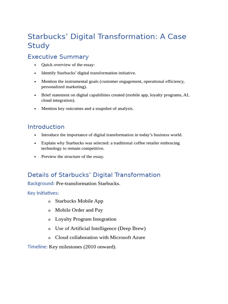 Starbucks Digital Transformation Case Study | PDF | Artificial ...