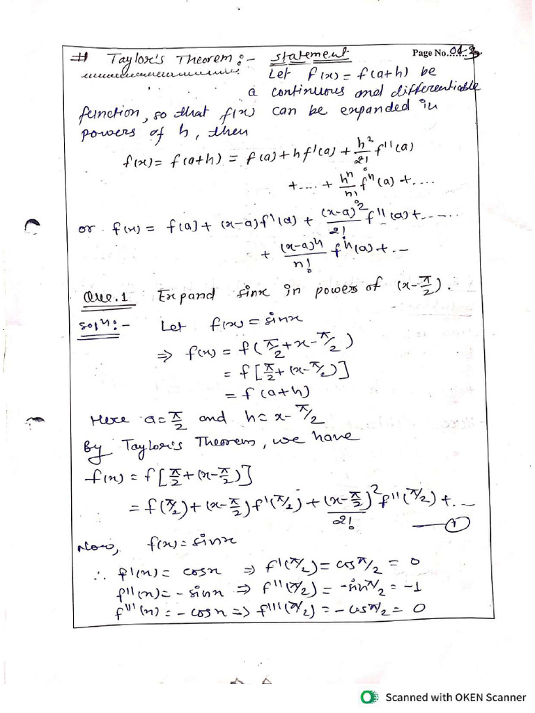 Taylor's Theorem For One Variable - Compressed | PDF