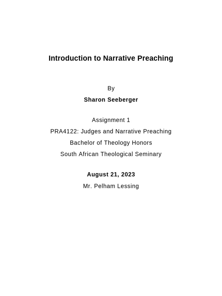 Introduction To Narrative Preaching | PDF | Sermon | Narration