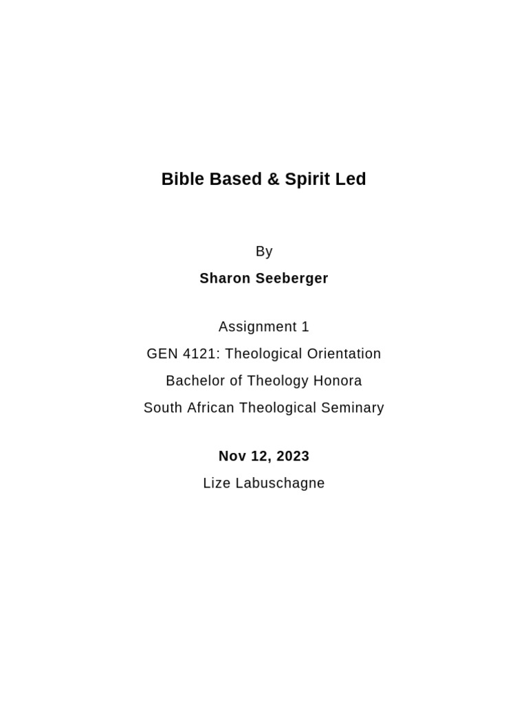Bible-Based and Spirit-Led Theology | PDF | Faith | Revelation