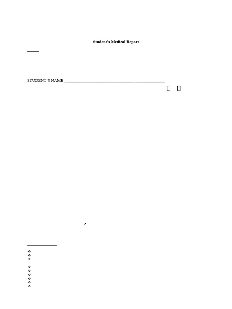 Student Medical Report Forms | PDF | Attention Deficit Hyperactivity ...