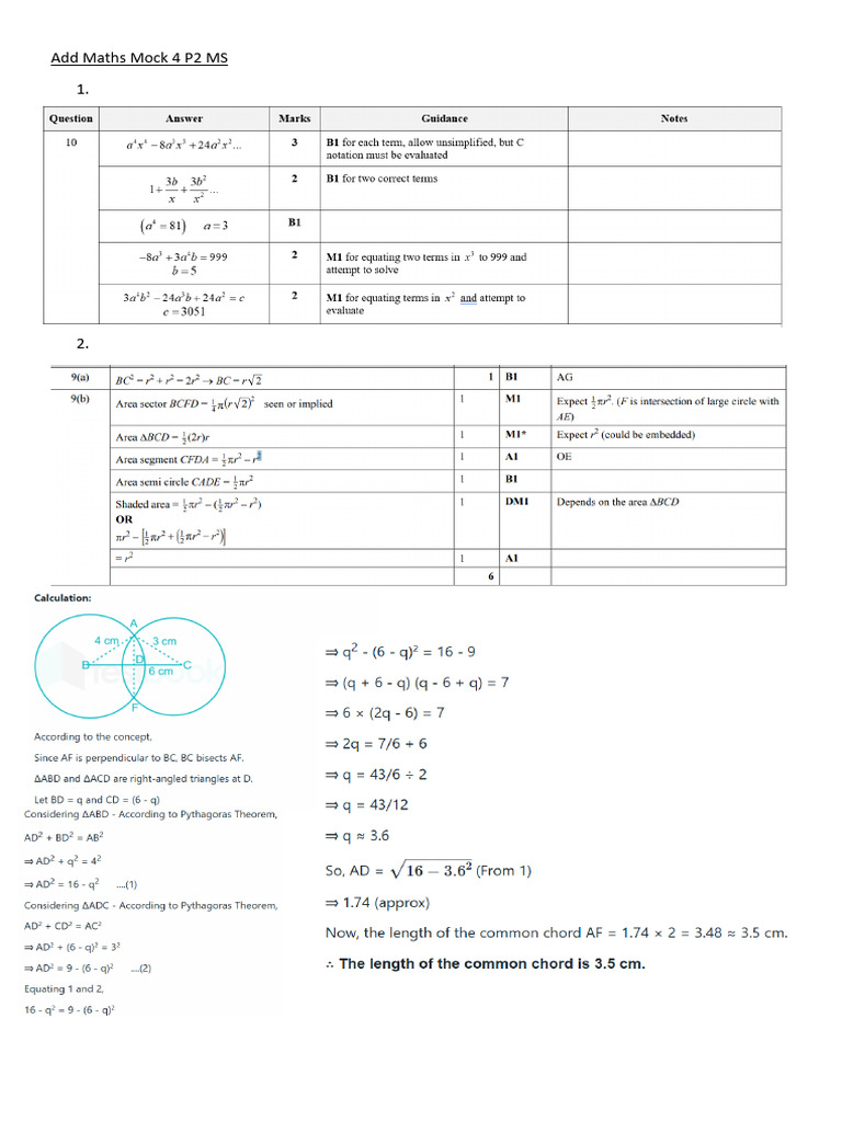 Add Maths-P2-Practice Paper-Ms | PDF