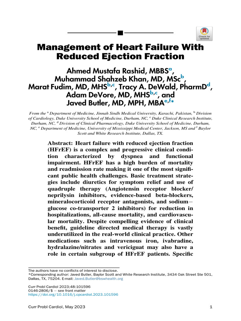 Heart Failure Management: HFrEF Overview | PDF | Heart Failure ...