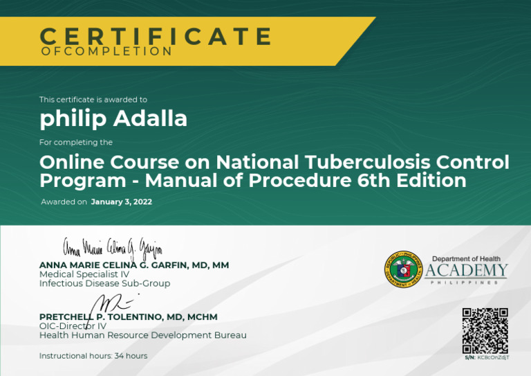 NTP MOP - Certificate of Completion | PDF