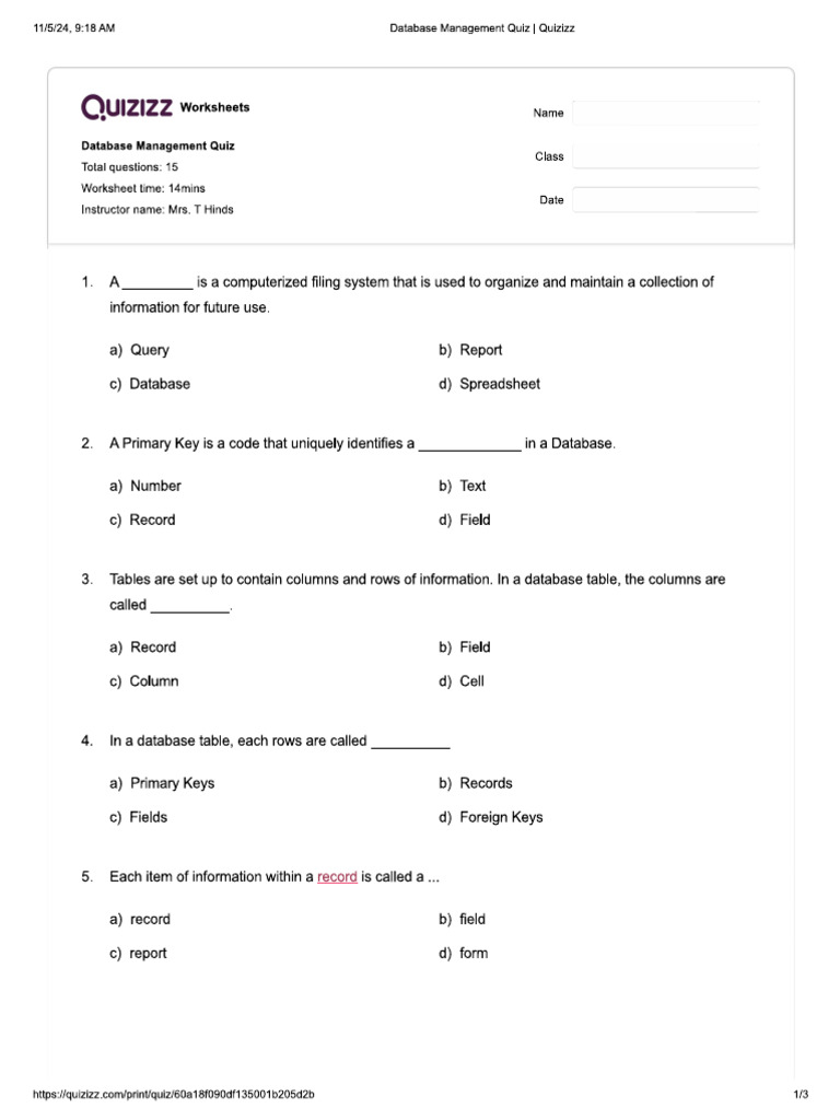 Database Activity 1 | PDF