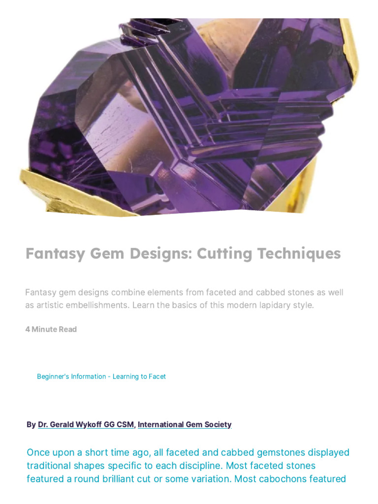 Fantasy Gem Cutting Techniques Explained | PDF | Gemstone | Jewellery