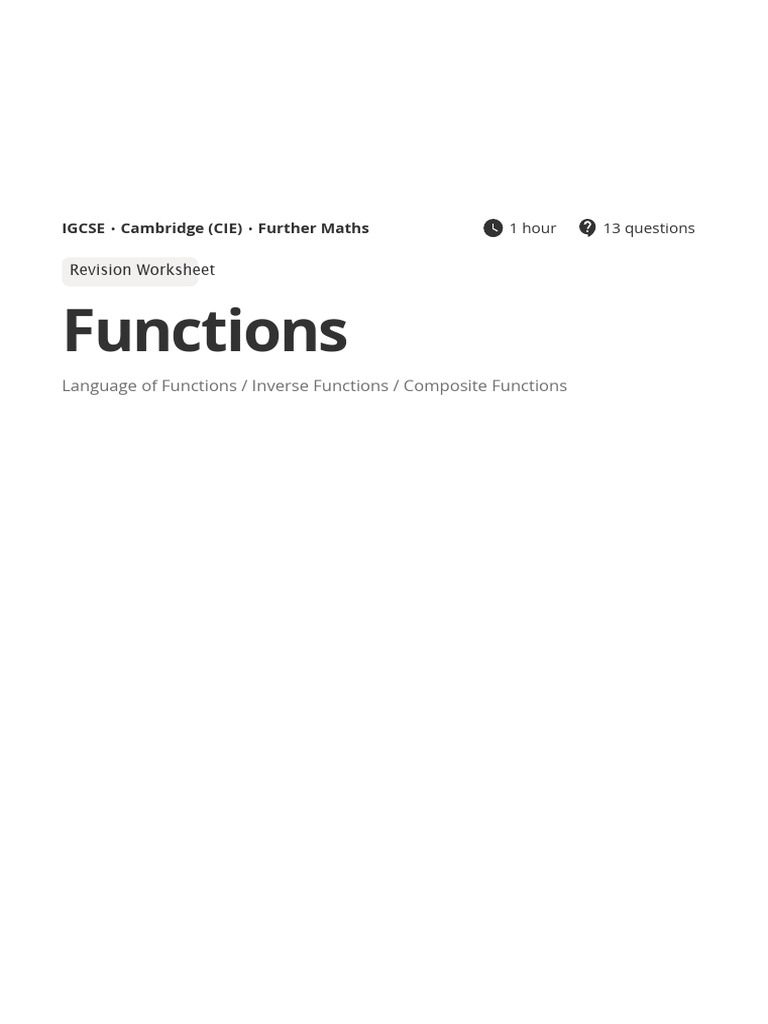 Functions-Revision Worksheet 3 | PDF | Function (Mathematics) | Functions And Mappings