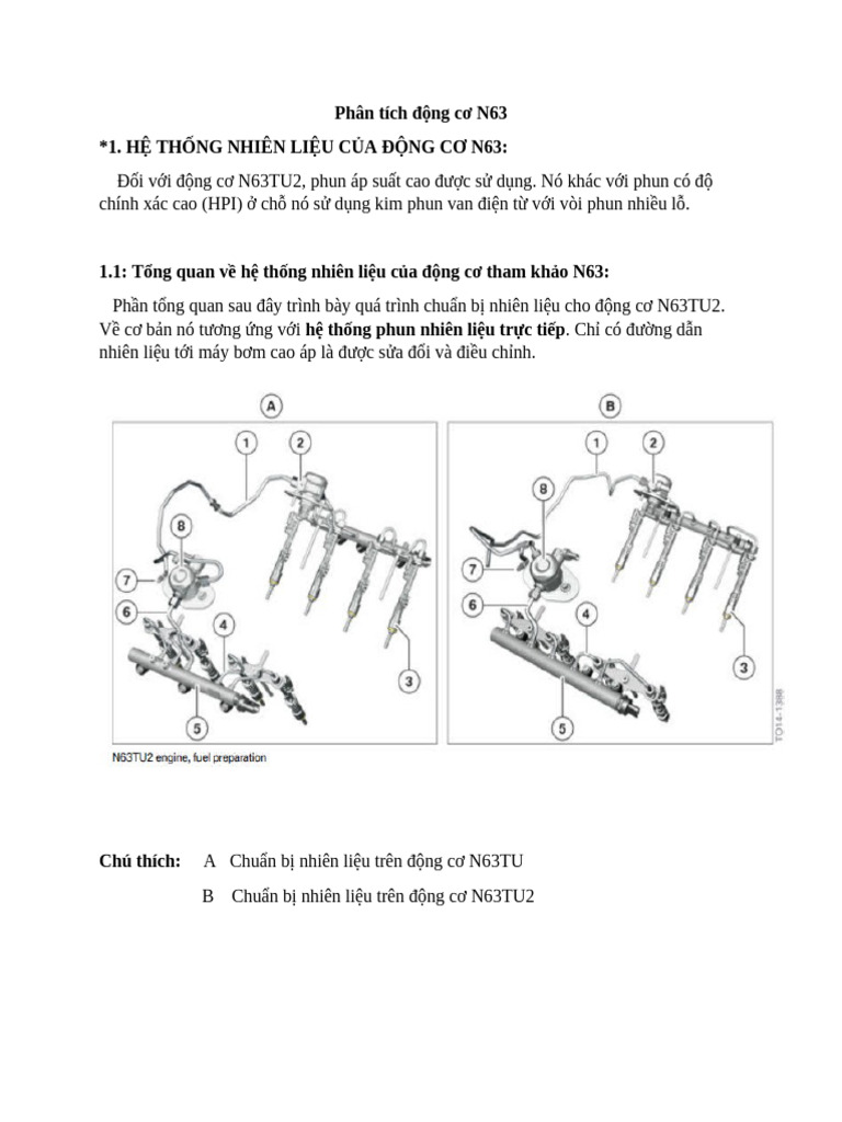 Phân tích động cơ N63 *1. Hệ Thống Nhiên Liệu Của Động Cơ N63 | PDF
