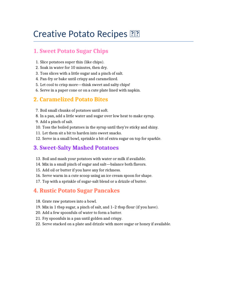 Creative Potato Recipes by Chimu | PDF