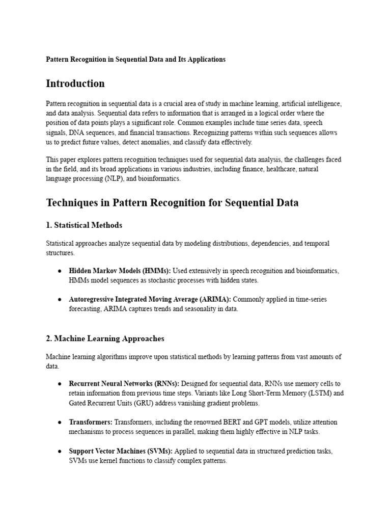 Pattern Recognition in Sequential Data and Its App - 250423 - 193935 | PDF | Machine Learning ...