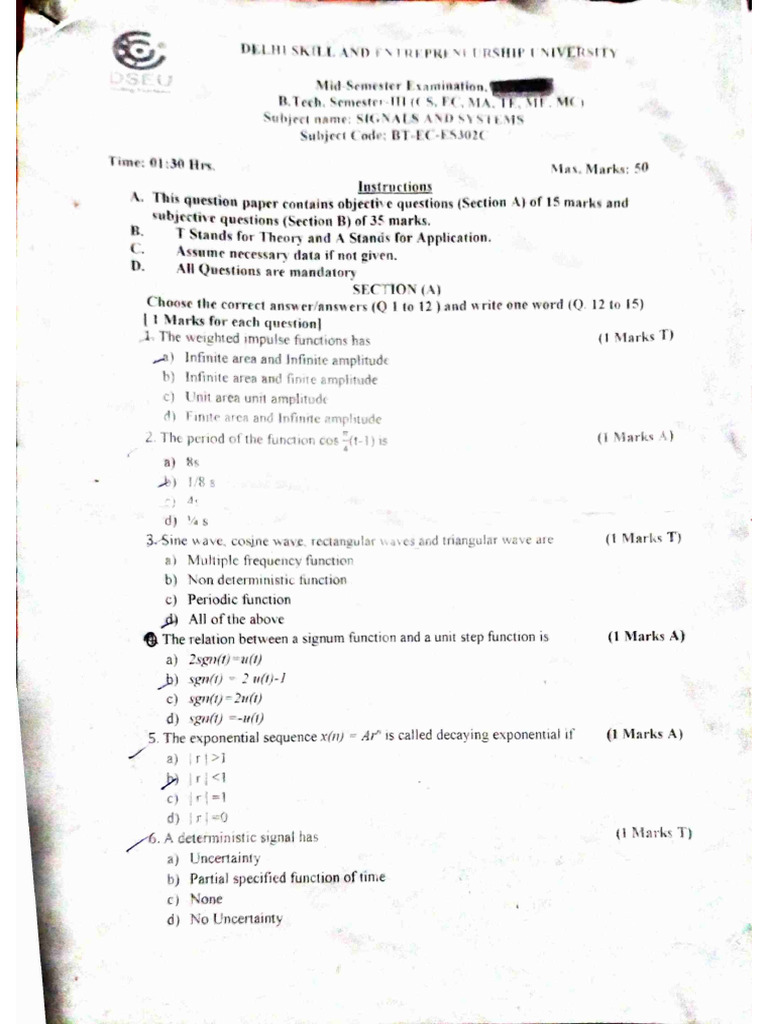 3rd Semester Mid Paper | PDF