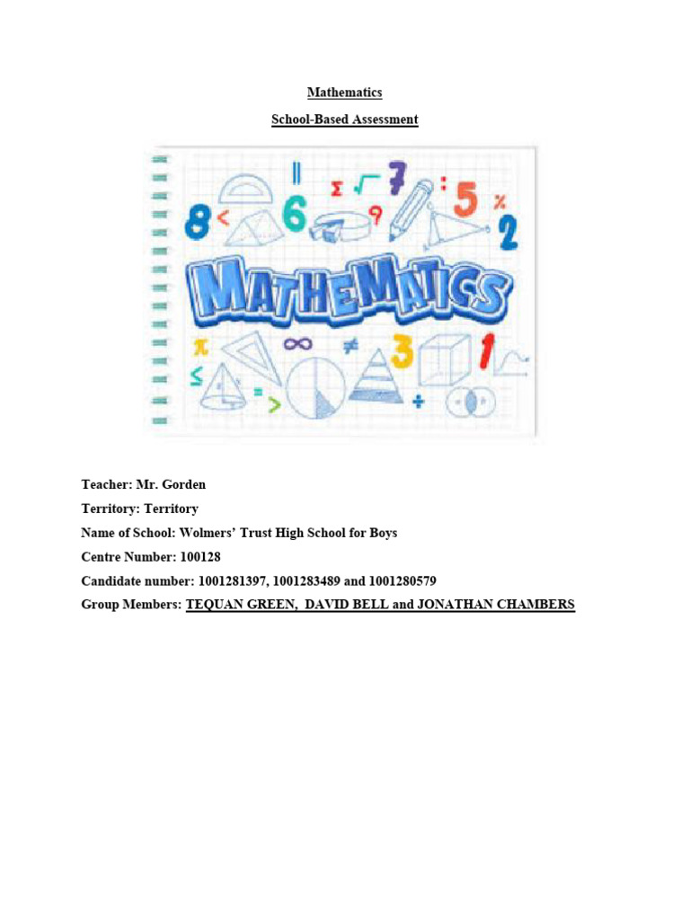 Math Sba Tequan & David | PDF | Multiple Choice | Methodology