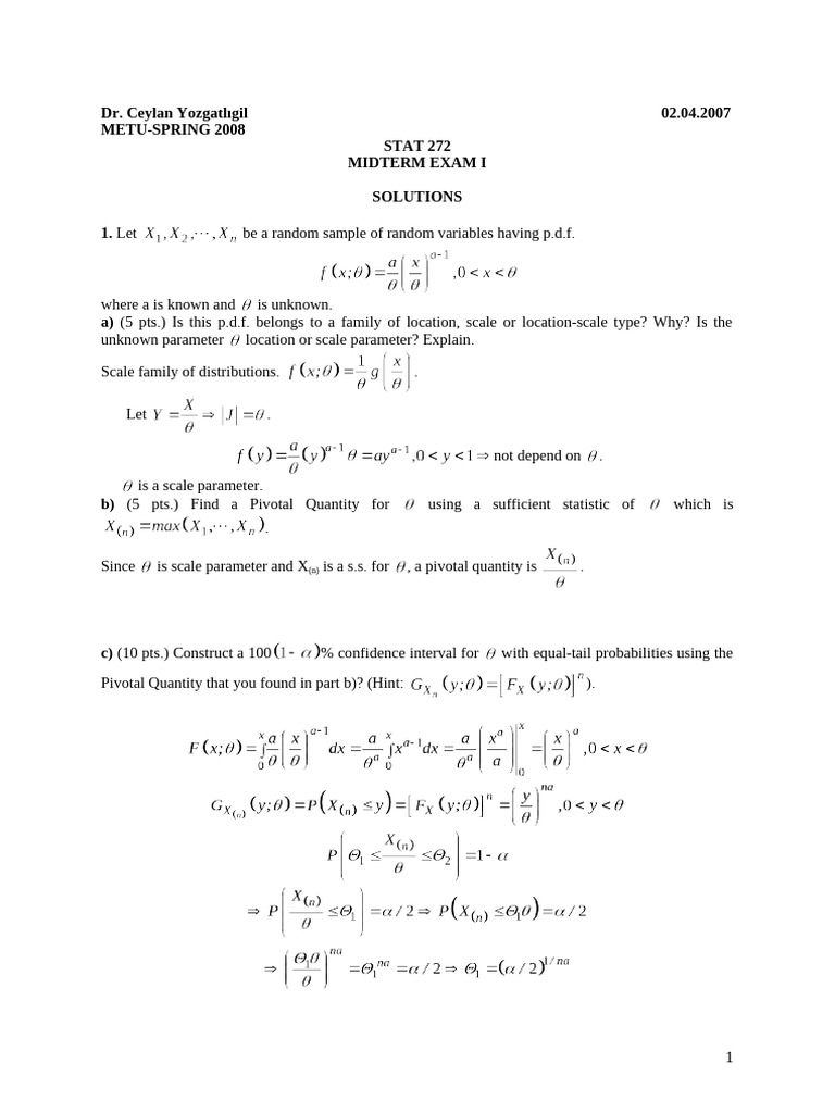 Mathematical Statistics Ii Past Exams | PDF | Confidence Interval | P Value