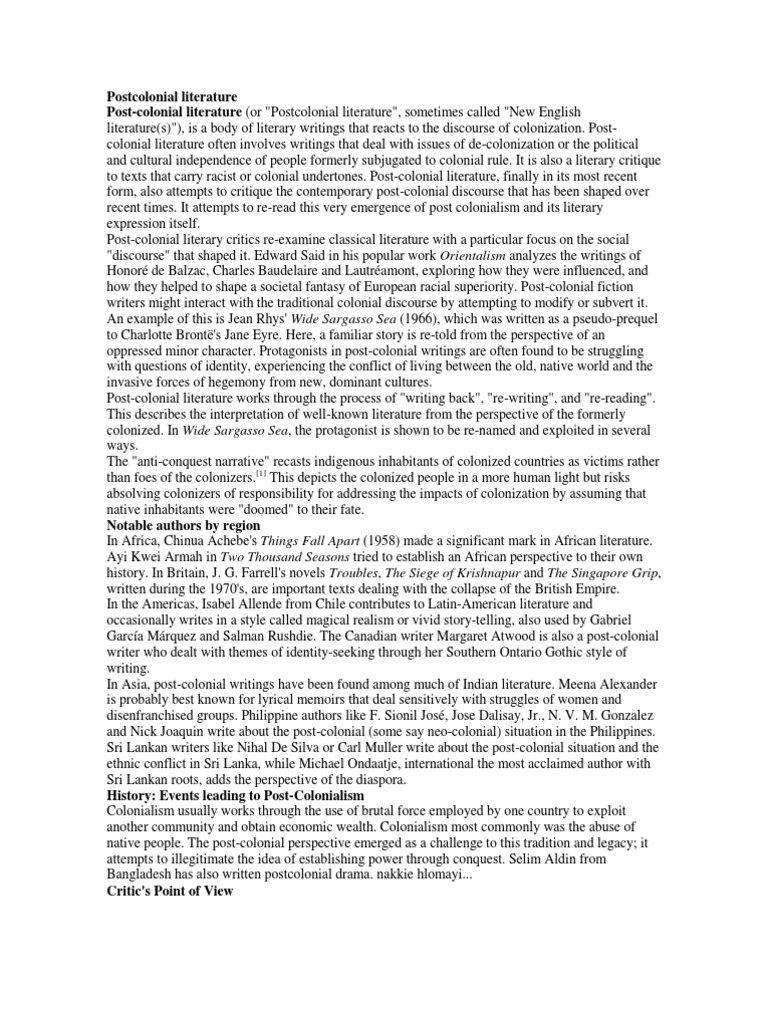 Understanding Postcolonial Literature | PDF | Postcolonialism | Colonialism