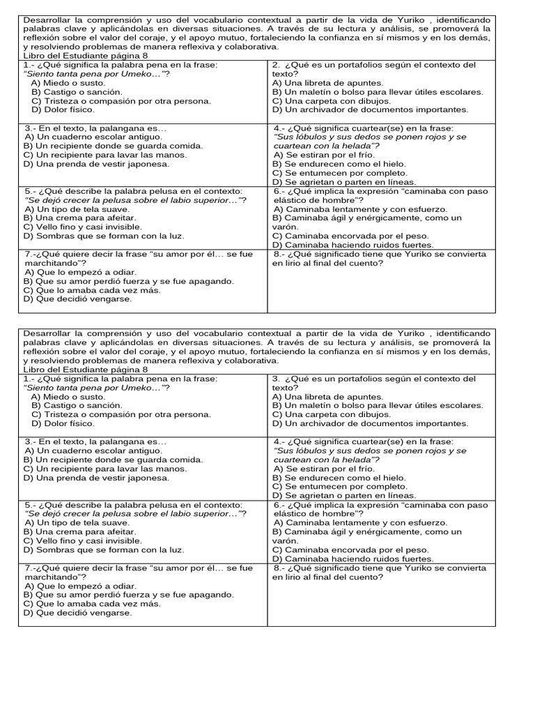 Desarrollar La Comprensión y Uso Del Vocabulario Contextual A Partir de ...