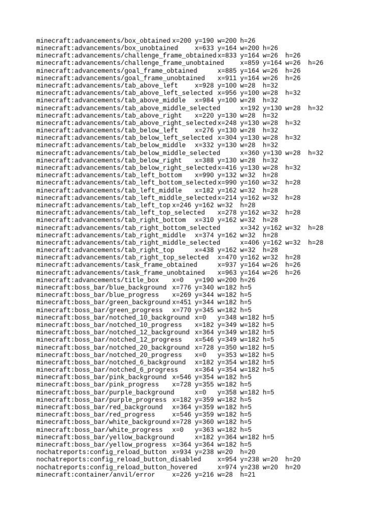 Minecraft Textures Atlas Gui - PNG | PDF | Minecraft