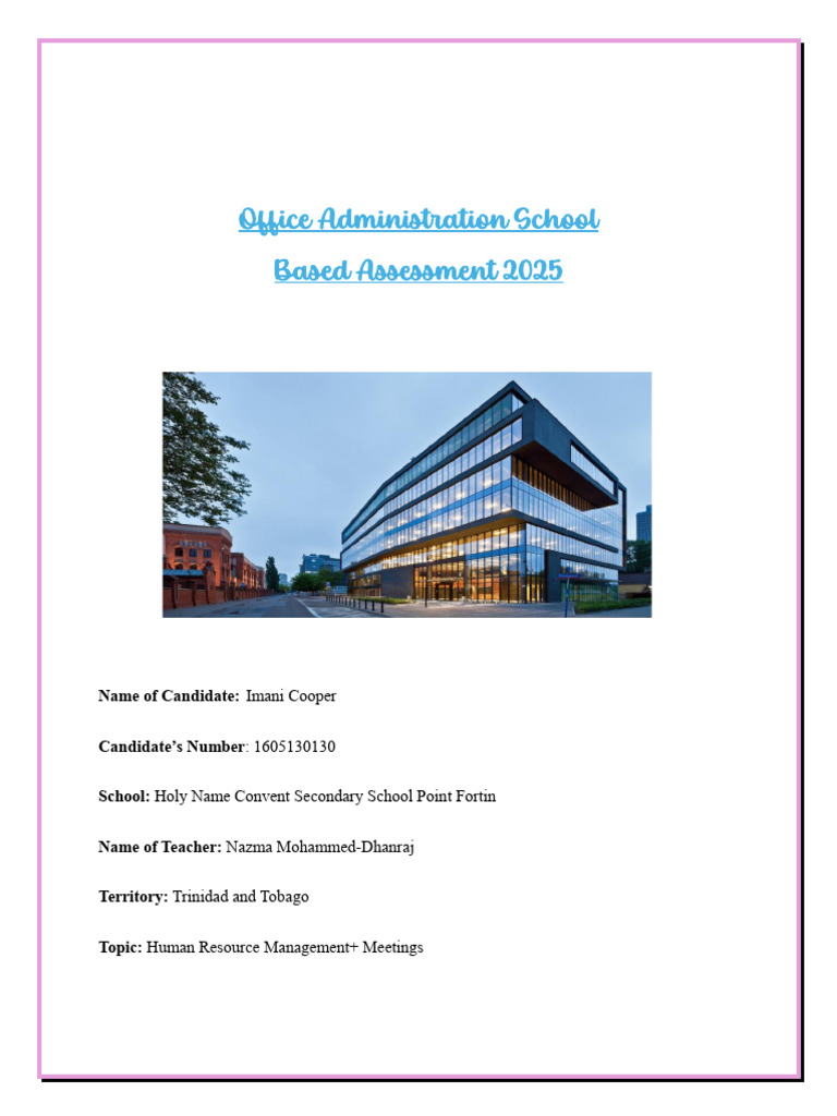 IMANI COOPER Office Administration S.B.a 2 | PDF | Occupational Safety ...