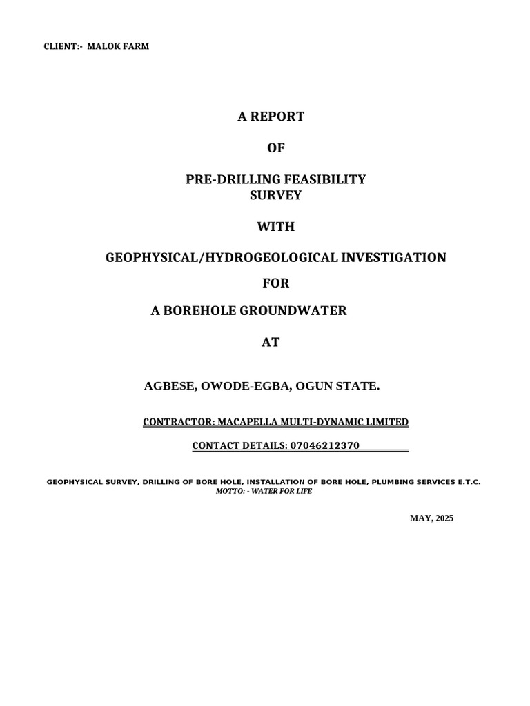 Geophysical Survey Report For AGBESE | PDF | Aquifer | Hydrogeology