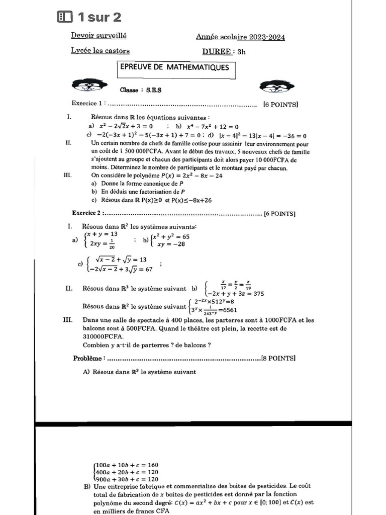 PDF Math Exo | PDF