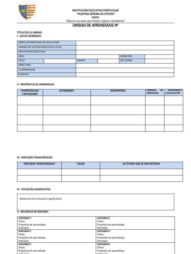 Unidad de Aprendizaje 2025 | PDF