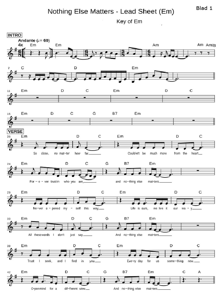 Metallice - Mothing Else Matters in em | PDF