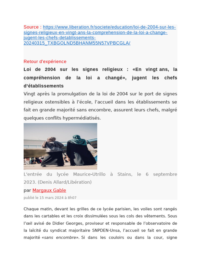 Loi de 2004 Sur Les Signes Religieux | PDF