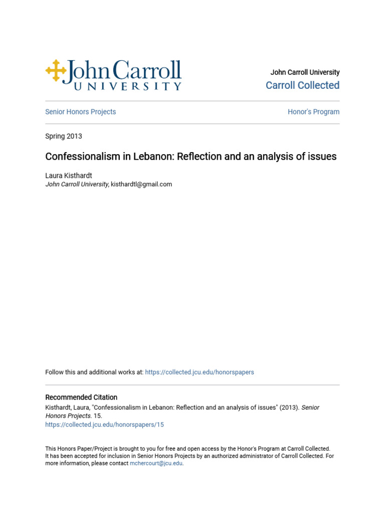 Confessionalism in Lebanon - Reflection and An Analysis of Issues | PDF ...