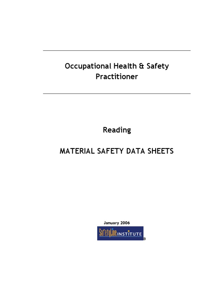 Material Safety Data Sheets | PDF | Dangerous Goods | Personal ...