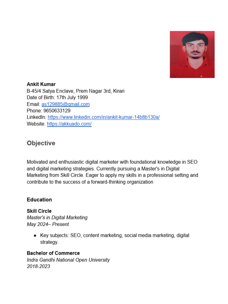 Ankit CV | PDF