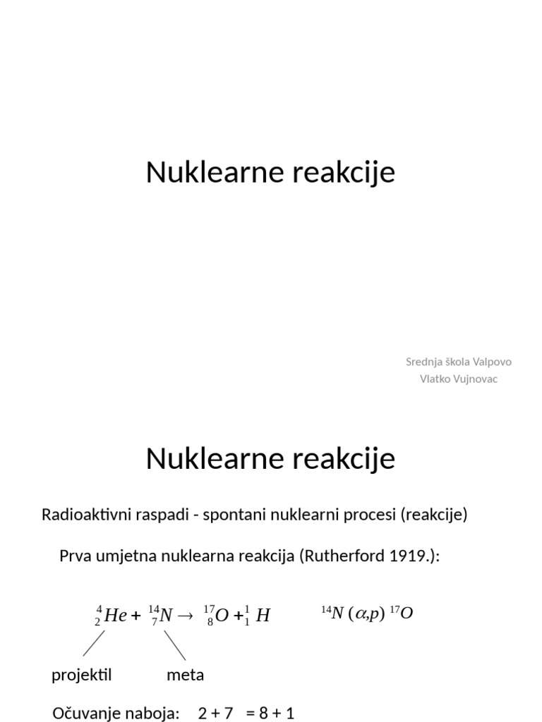 Nuklearne Reakcije | PDF