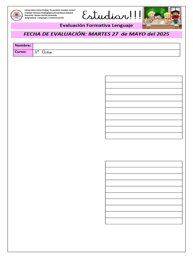EV. FORMATIVA 3° Lenguaje ARTICULO | PDF | Morfología Lingüística