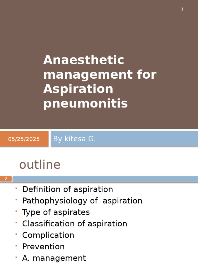 Anaesthetic Management of Aspiration Pneumonitis | PDF | Esophagus ...