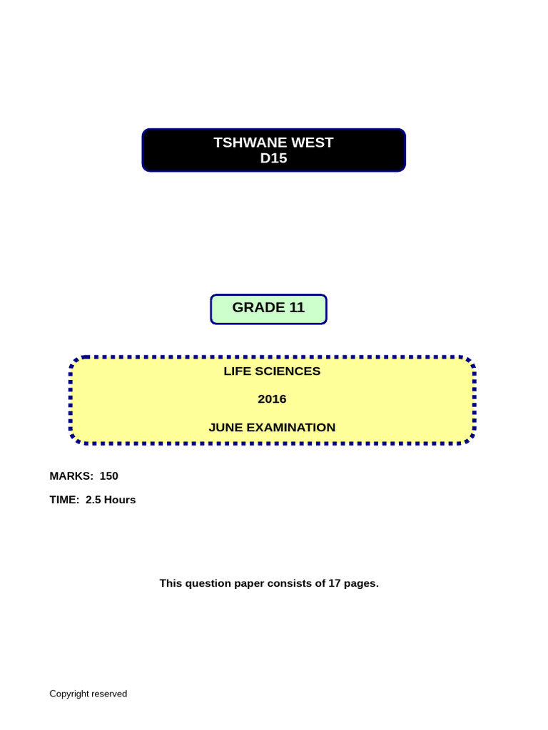 D15 June Life SC QP GR 11 2016FINAL | PDF | Cellular Respiration | Biology