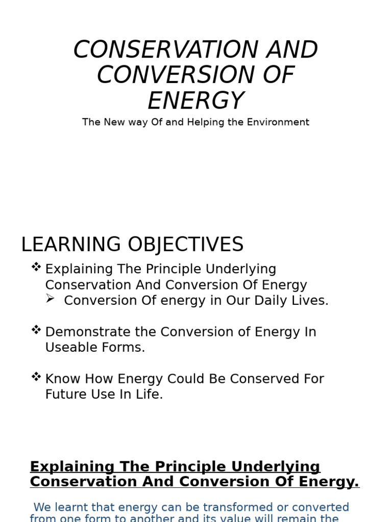 Energy Conservation and Conversion Principles | PDF