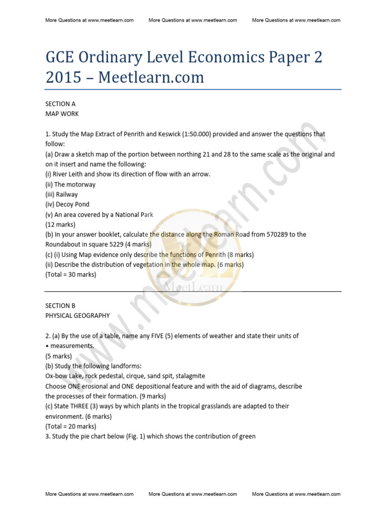 GCE O Level Economics Paper 2 Guide | PDF | Cameroon | Water Cycle