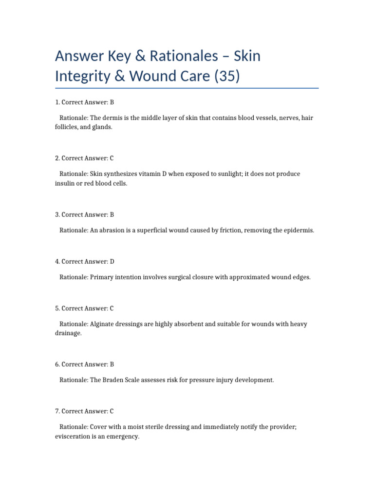 NCLEX Skin Wound Answers 35 FINAL | PDF | Skin | Wound