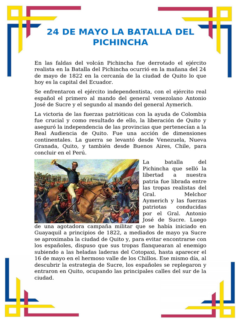 24 de Mayo Batalla Del Pichincha | PDF