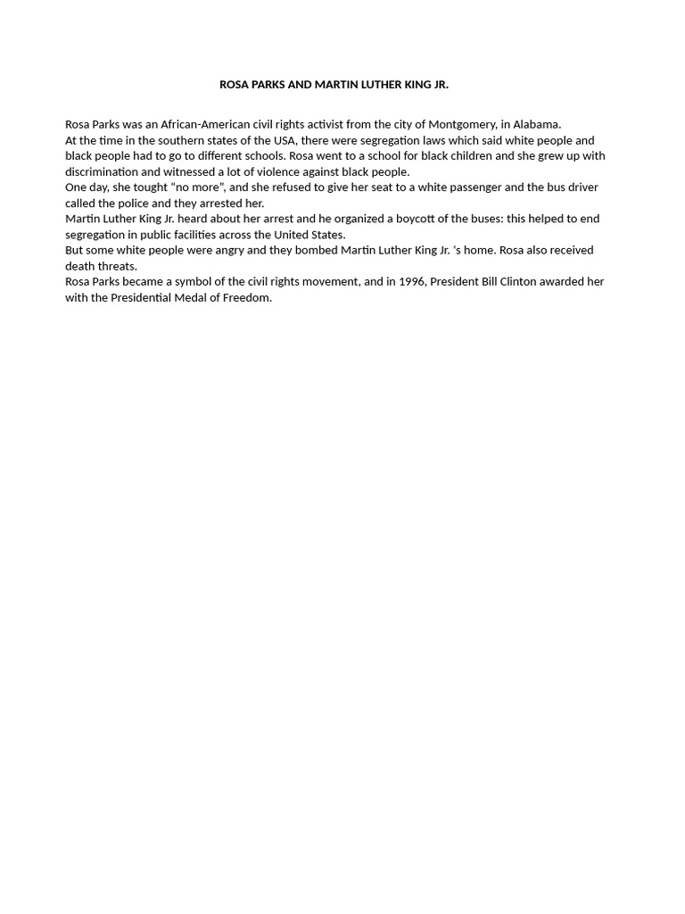 Rosa Parks-MLK | PDF