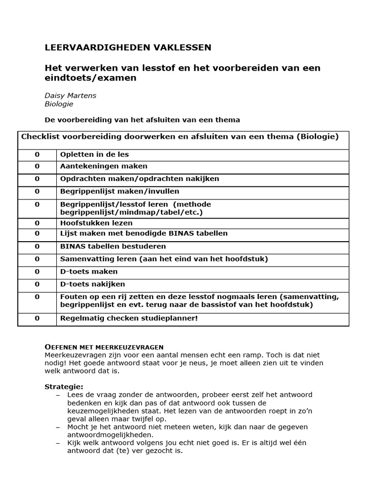 LEERVAARDIGHEDEN Toetsvaardigheden HV | PDF