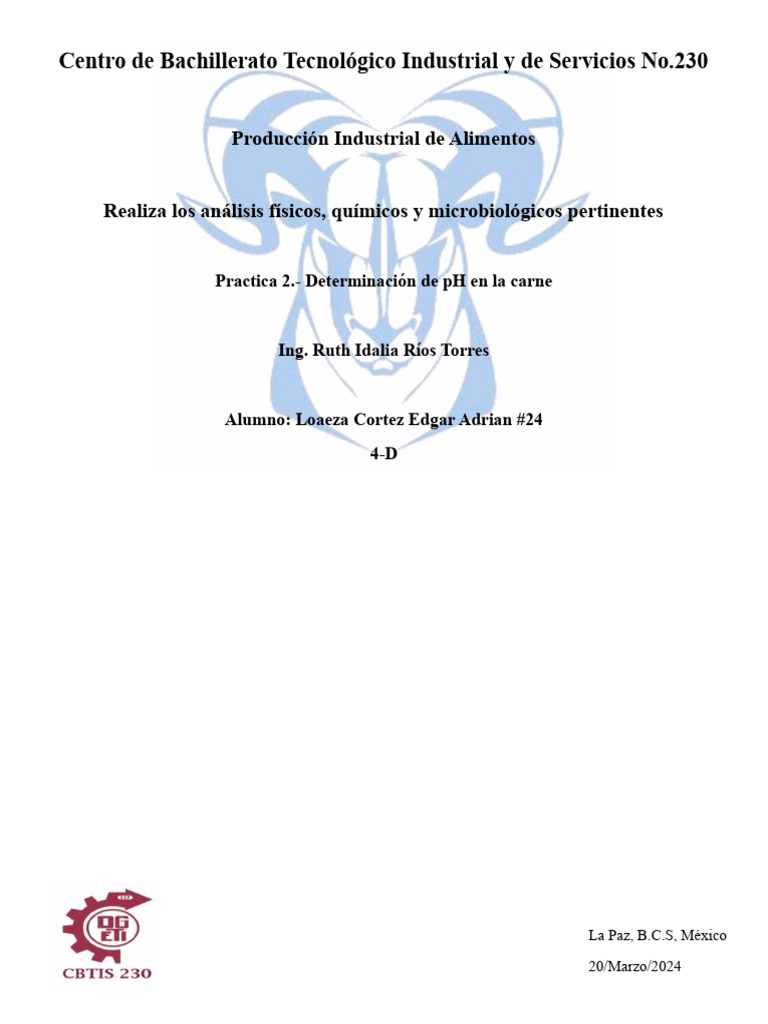 Determinación de pH en Carne Cruda | PDF | Carne | Ph