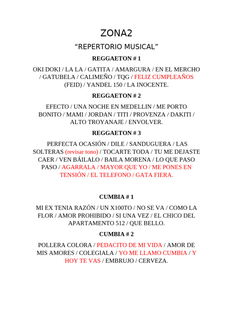 Repertorio Musical Verano 2025 | PDF | Subgéneros musicales | Musica ...