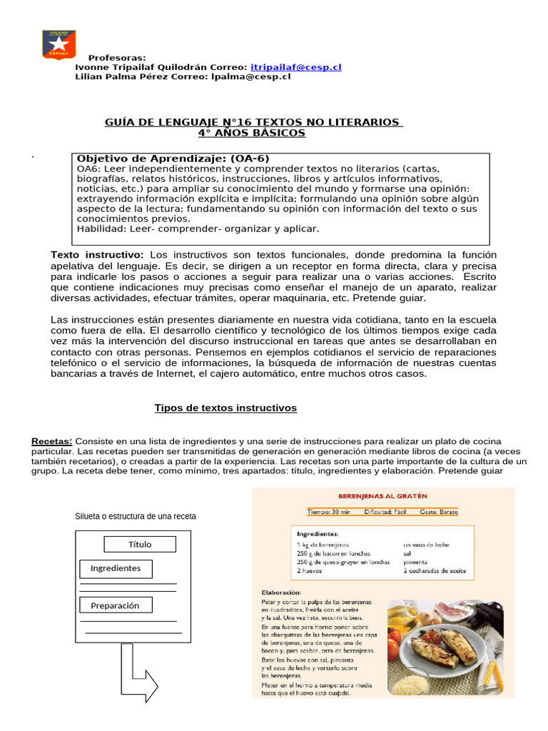 GUÍA DE LENGUAJE TEXTOS INSTRUCTIVOS (1) | PDF | Cognición | Comunicación humana