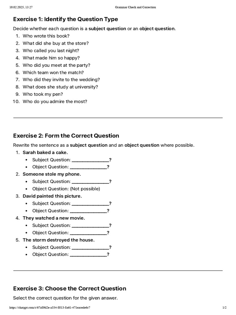Sub:ob Questions Exercises | PDF