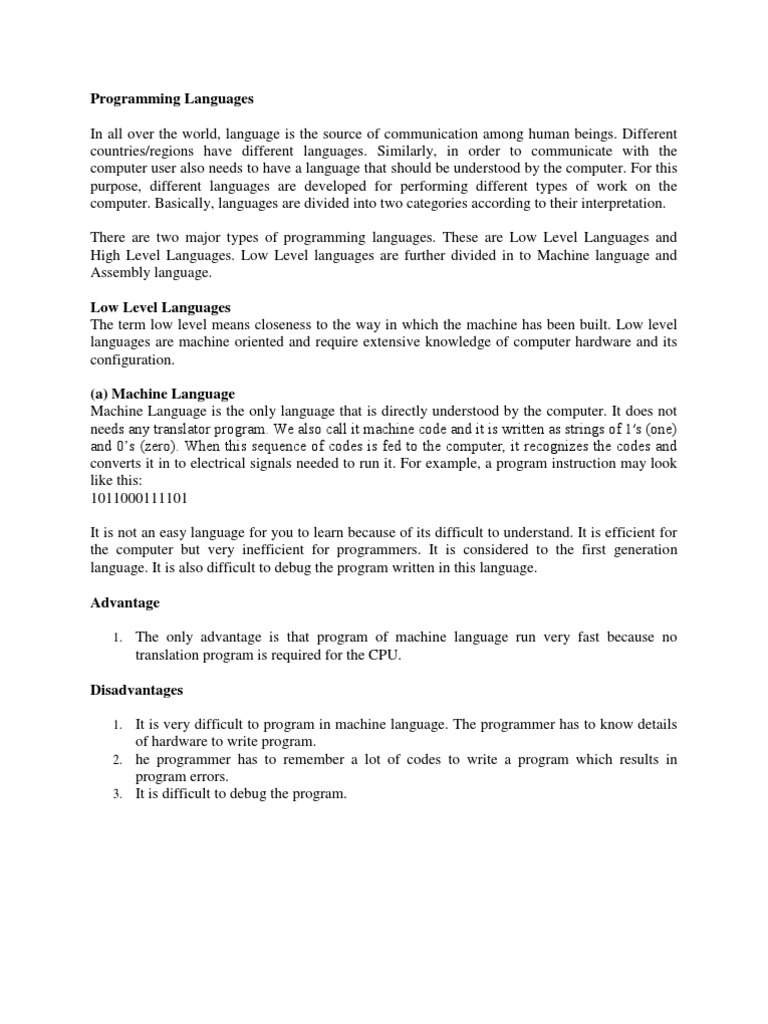 Programming Languages | Download Free PDF | Assembly Language | Computer Program