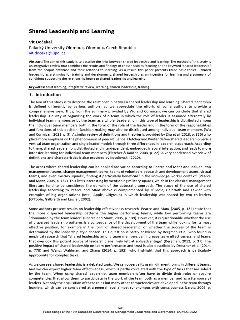 Shared Leadership and Learning | PDF | Leadership | Learning