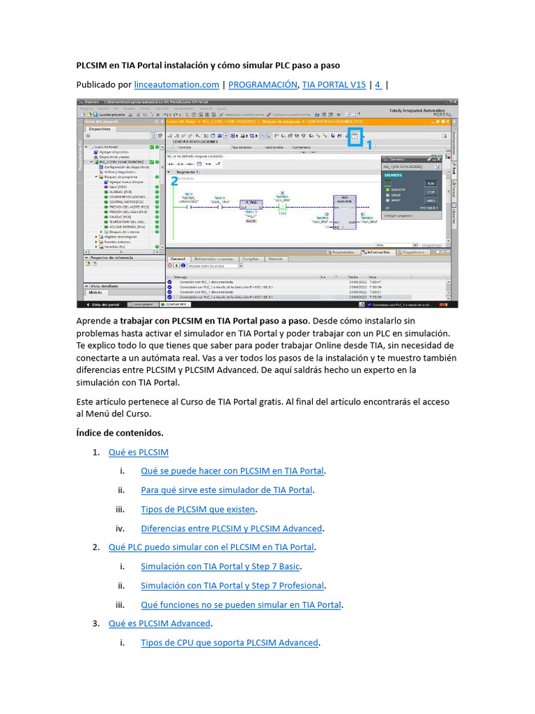 PLCSIM en TIA Portal Instalación y Cómo Simular PLC Paso A Paso | PDF | Archivo de computadora ...