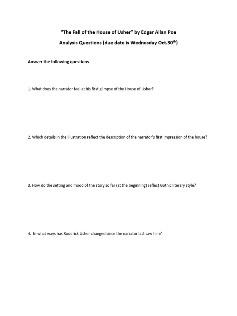 The Fall of The House of Usherwsheet 1 | PDF