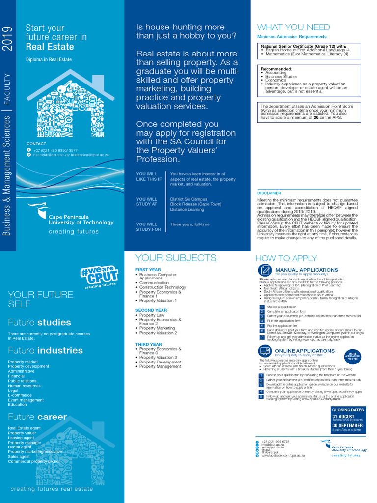CPUT Diploma in Real Estate Guide | PDF | Real Estate Appraisal