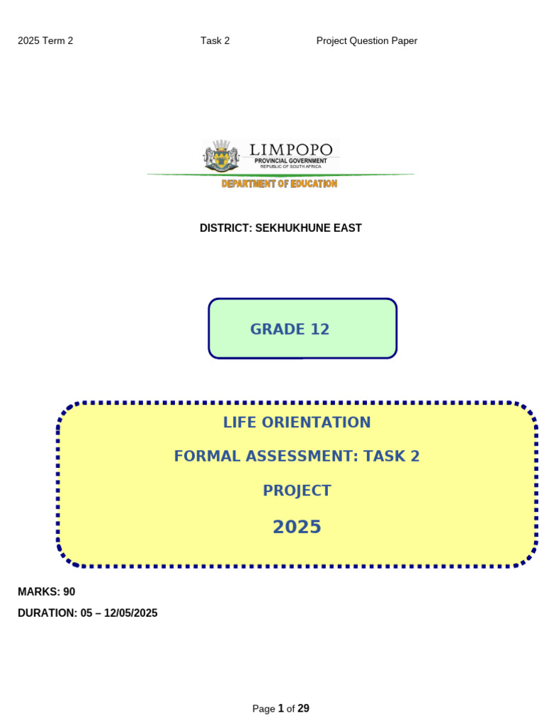 Grade 12 Life Orientation Project on GBV | PDF | Violence Against Women ...